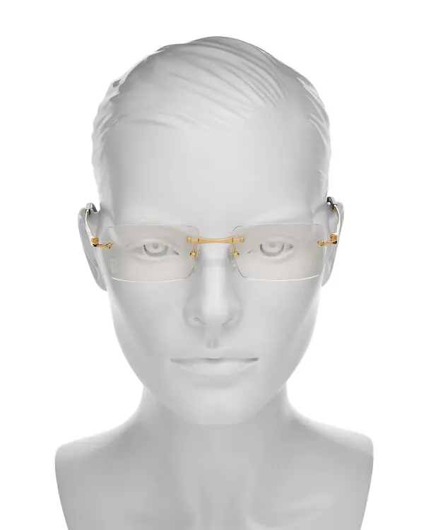 CARTIER 55mm Rectangle Rimless Glasses