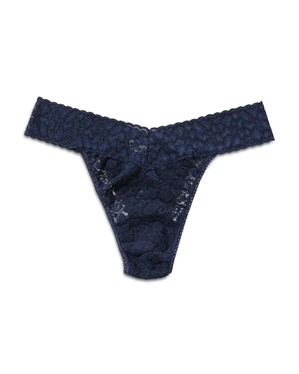 Hanky Panky Leopard Lace Original Rise Thong - Navy/navy