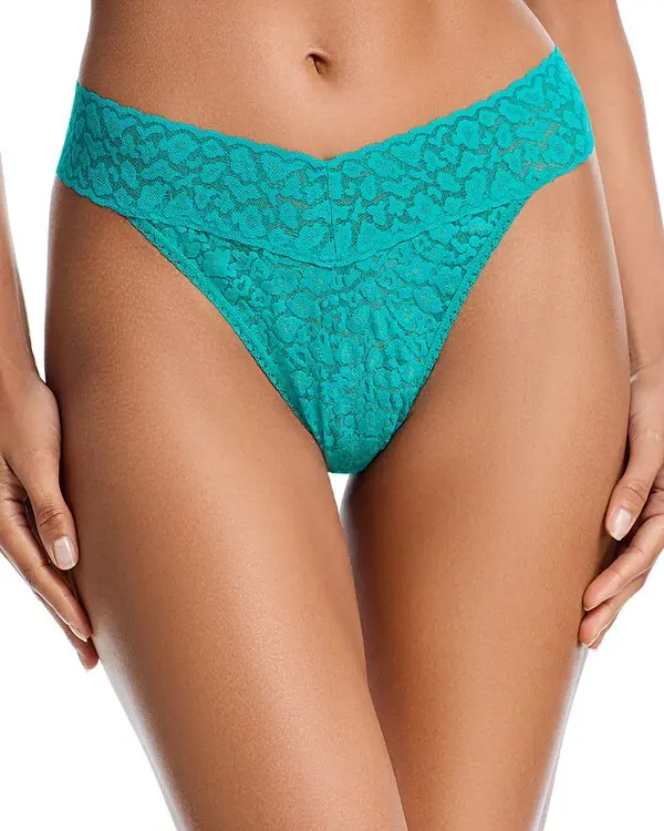Hanky Panky Leopard Lace Original Rise Thong - Vibrant Turquiose Green/vibrant Turquios