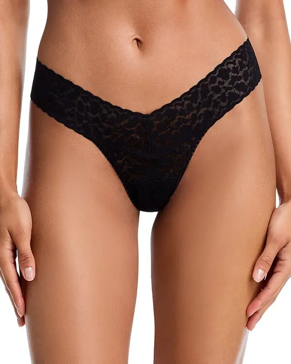 Hanky Panky Leopard Lace Low Rise Thong - Black