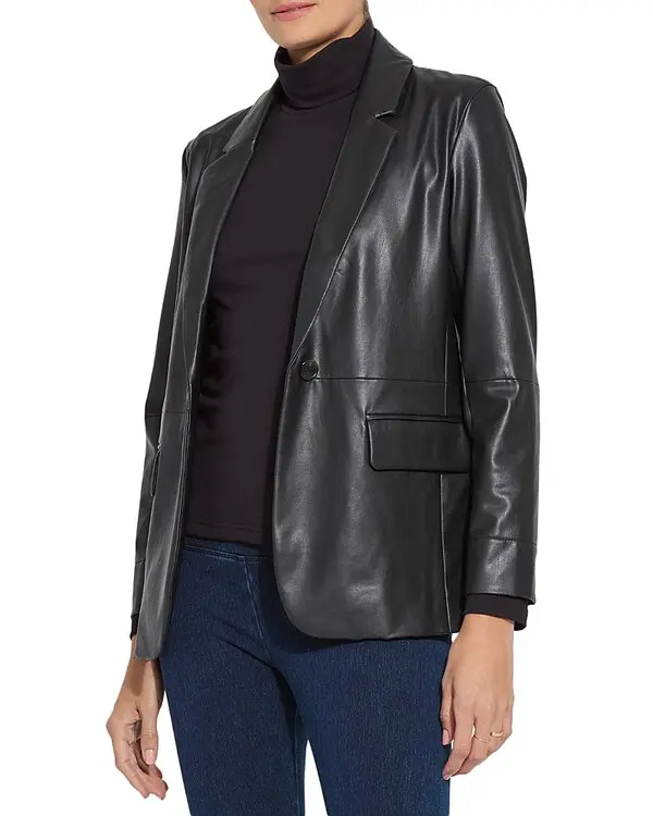 Lyssé Faux Leather Notched Lapel Blazer