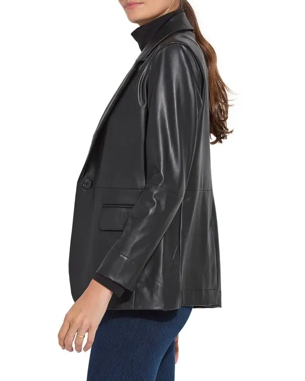 Lyssé Faux Leather Notched Lapel Blazer