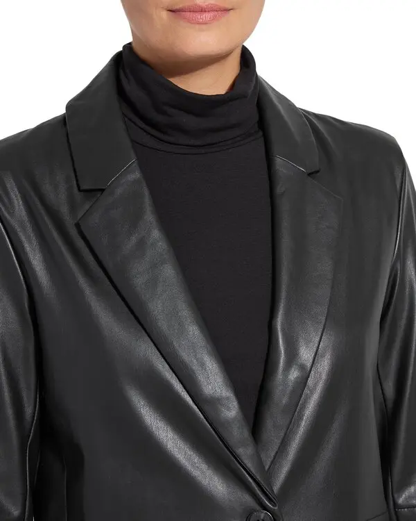 Lyssé Faux Leather Notched Lapel Blazer