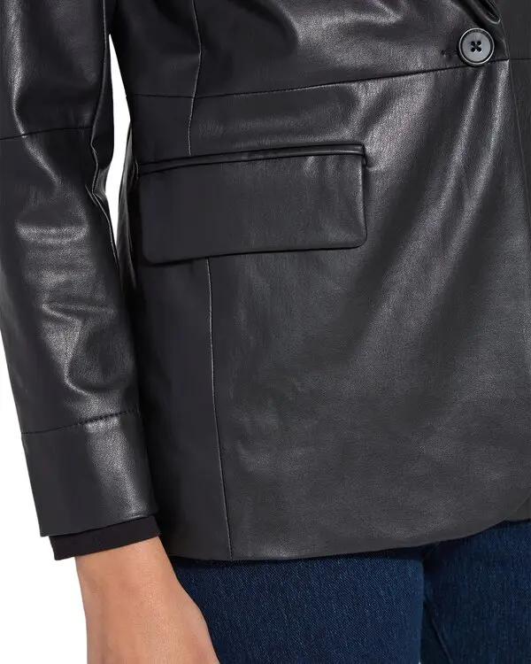 Lyssé Faux Leather Notched Lapel Blazer