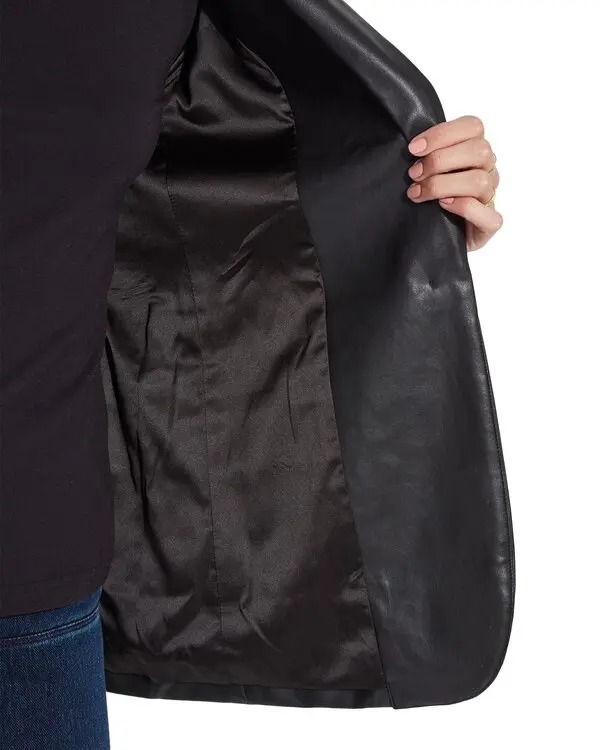 Lyssé Faux Leather Notched Lapel Blazer