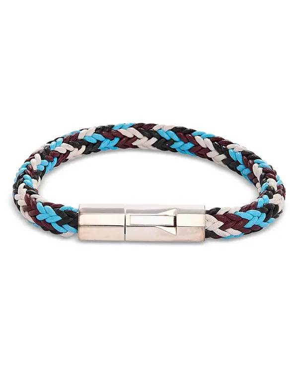 Bottega Veneta Woven Leather Bracelet - Dk.white