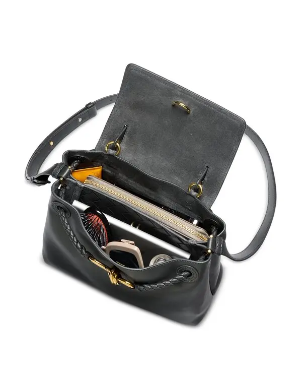Bottega Veneta Small Ciao Ciao Leather Top Handle Bag - Graphite/muse Brass