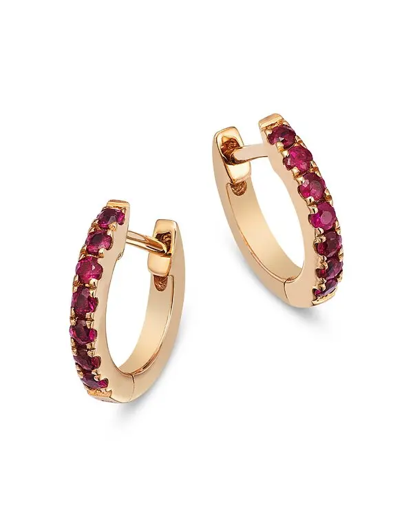 Bloomingdale'S Ruby Huggie Hoop Earrings - Red/gold