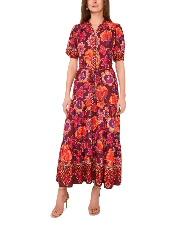 Vince Camuto Puff Sleeve Tiered Maxi Dress