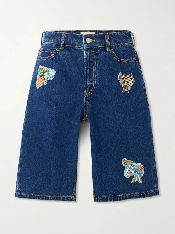 ALEMAIS Speedy Appliquéd Denim Shorts