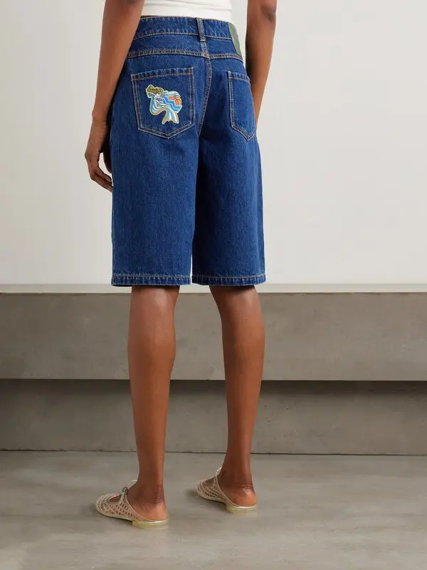 ALEMAIS Speedy Appliquéd Denim Shorts