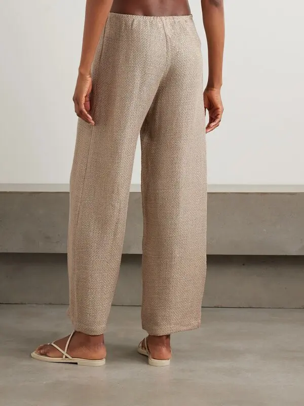 LESET Stella Sequin-embellished Wide-leg Pants - Neutrals