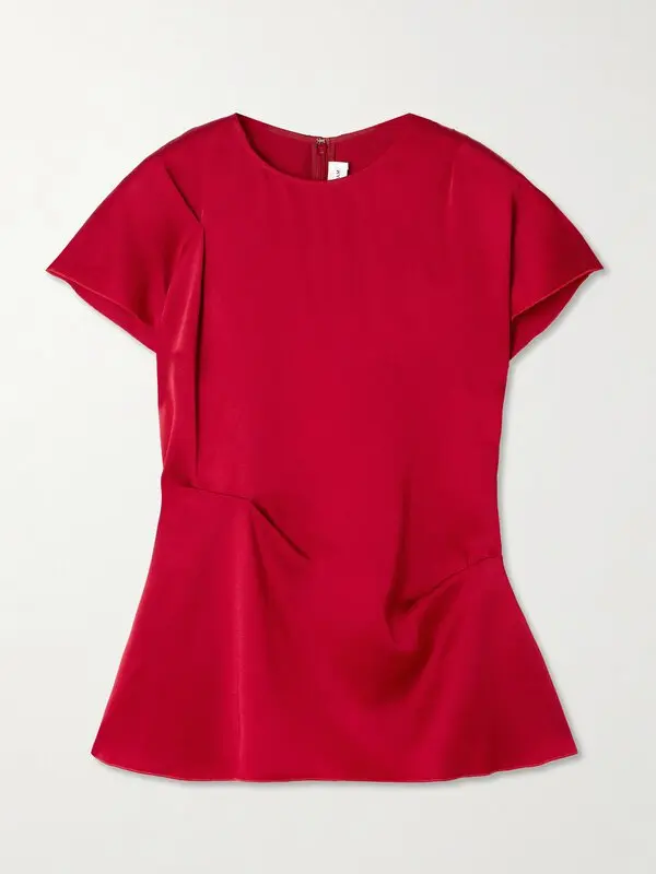 Victoria Beckham Draped Satin Top - Red