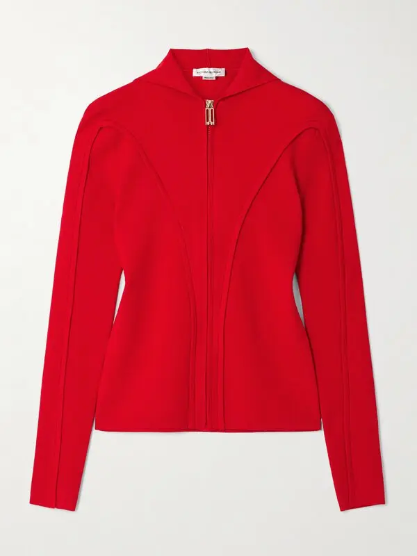 Victoria Beckham Paneled Merino Wool-blend Zip-up Hoodie
