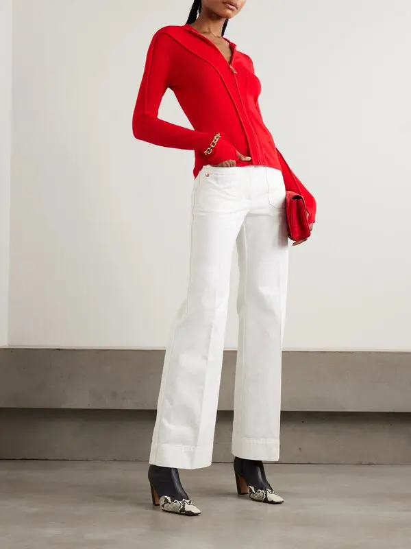 Victoria Beckham Paneled Merino Wool-blend Zip-up Hoodie