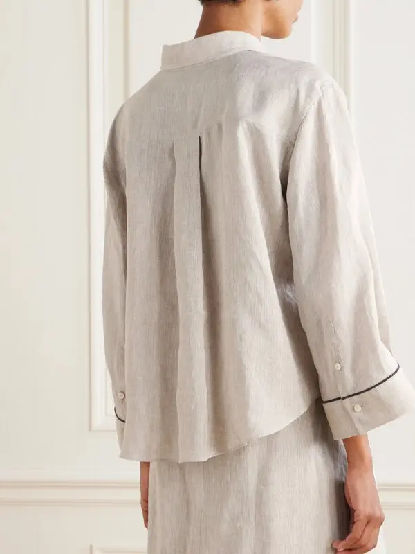 Brunello Cucinelli Bead-embellished Linen Shirt