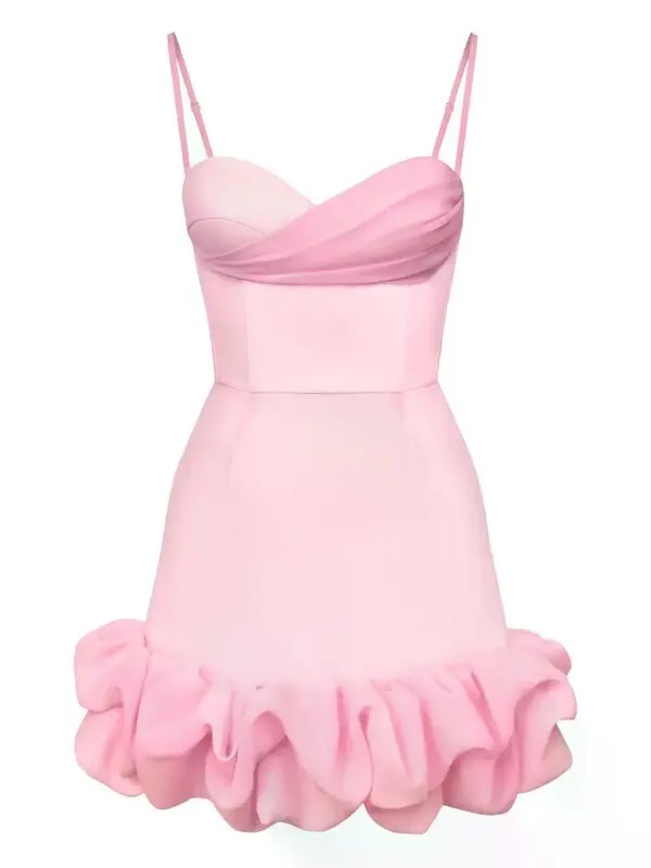 POST MERIDIEM Draped Ruffle Mini Dress - Pink