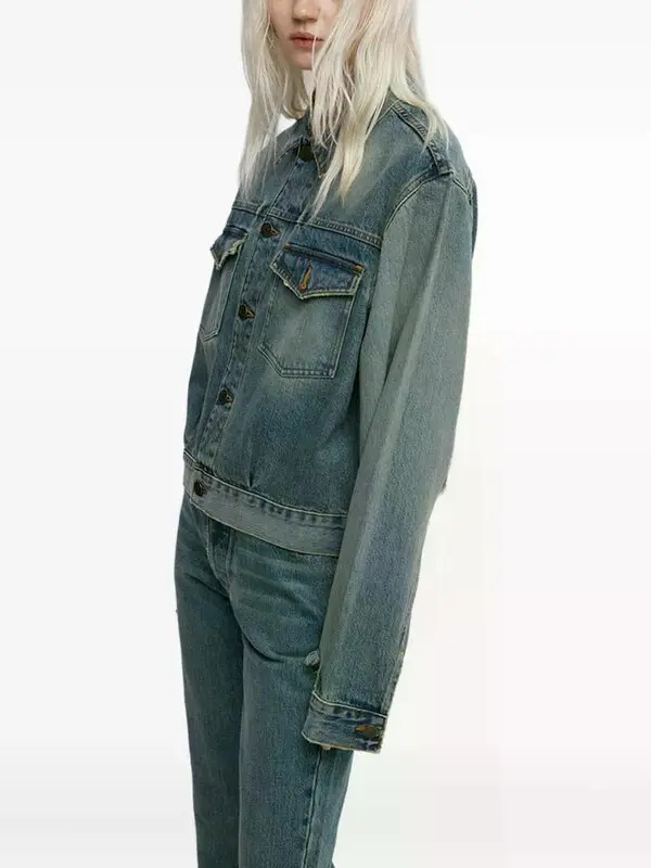 MAINLESS Distressed Denim Trucker Jacket