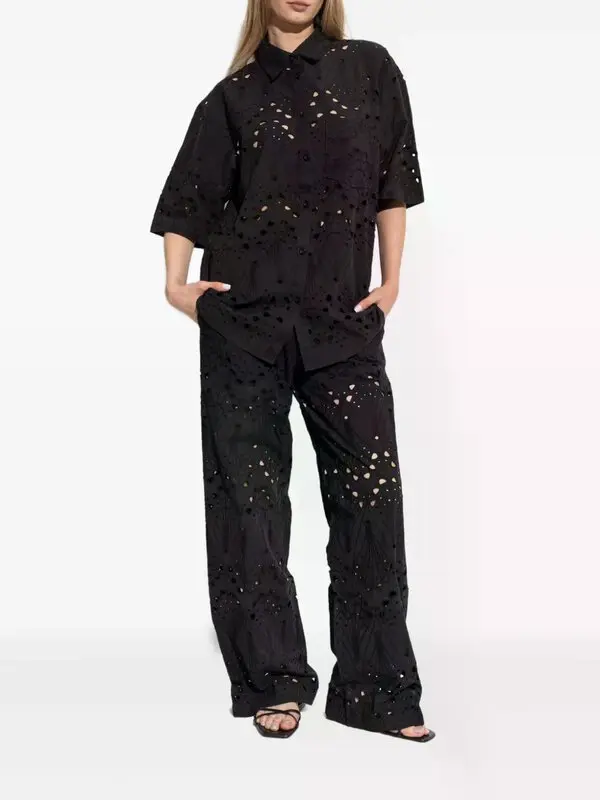 GESTUZ Embroidered Wide-leg Trousers