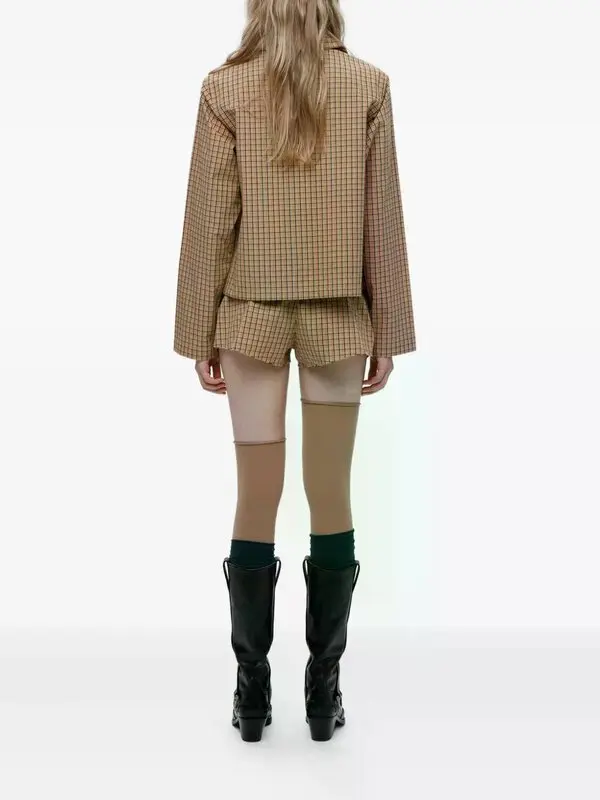 MAINLESS Checked Cropped Shirt - Neutrals