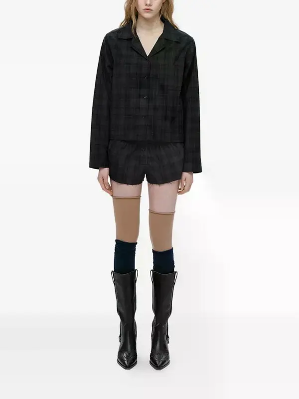 MAINLESS Plaid Long-sleeve Shirt - Blue