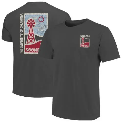 IMAGE ONE Oklahoma Sooners Comfort Colors Minimal Vista Distressed Graphics T-shirt - Graphite