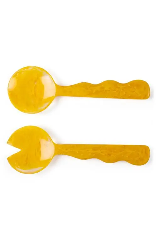 CASA AMAROSA Set Of 2 Resin Salad Servers - Mustard