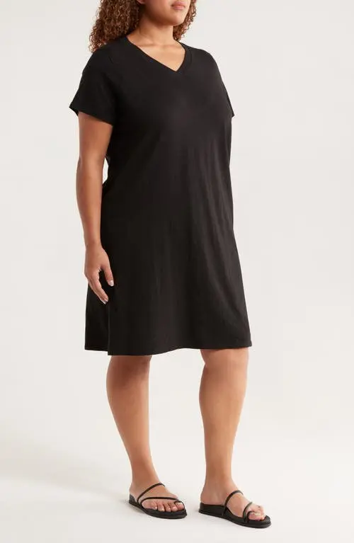 Eileen Fisher V-neck Organic Cotton T-shirt Dress
