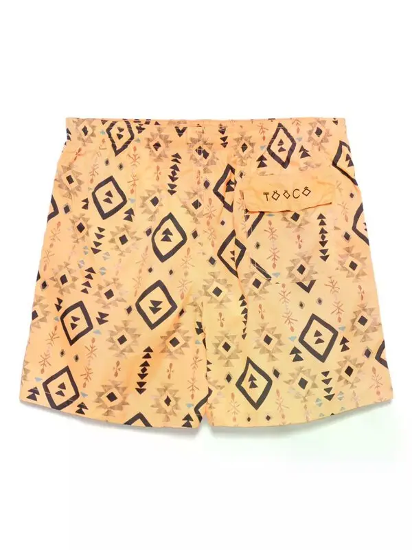 TOOCO Graphic-print Swim Shorts - Orange