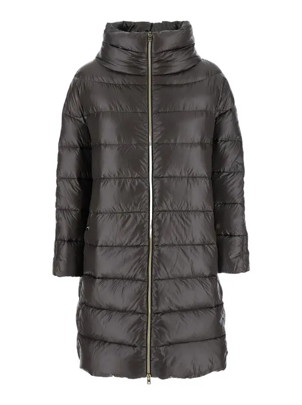 Herno Matilde Down Jacket With Mock Neck And Welt Pockets - Grey