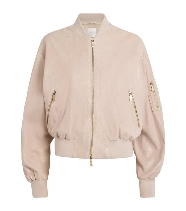 Eleventy Metallic Suede Bomber Jacket