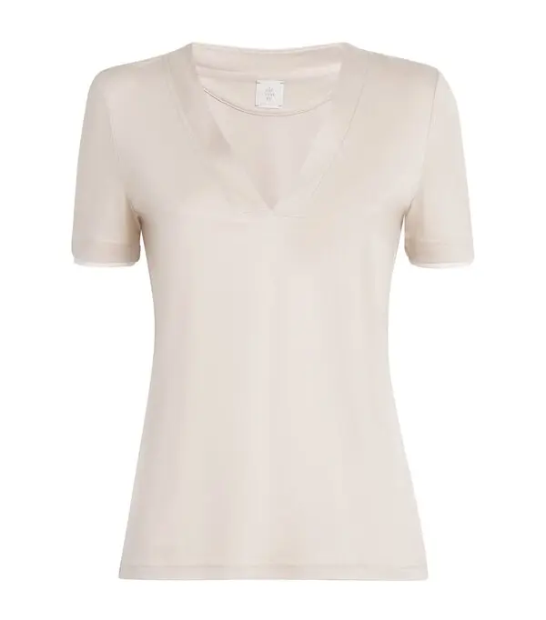 Eleventy Jersey V-neck T-shirt - Beige