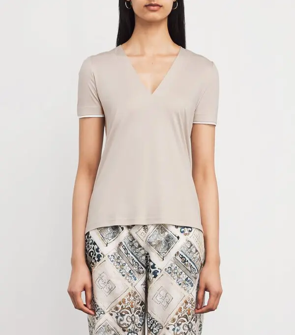 Eleventy Jersey V-neck T-shirt - Beige