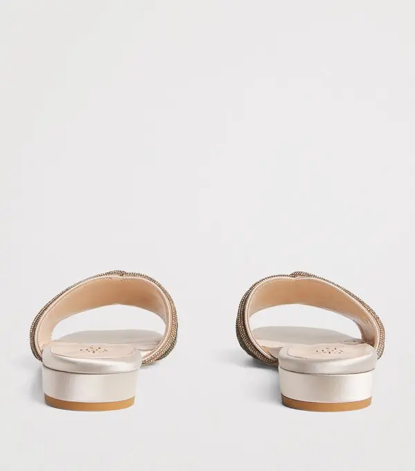 Eleventy Satin Embellished Mules
