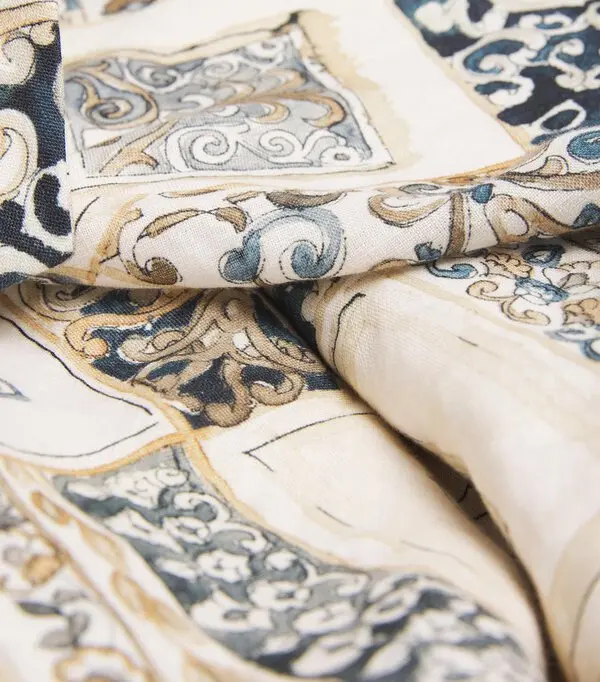 Eleventy Linen Printed Kimono Shirt