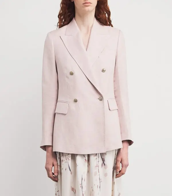 Eleventy Linen Double-breasted Blazer - Nude