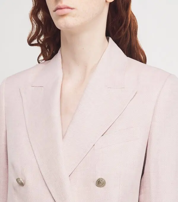 Eleventy Linen Double-breasted Blazer - Nude