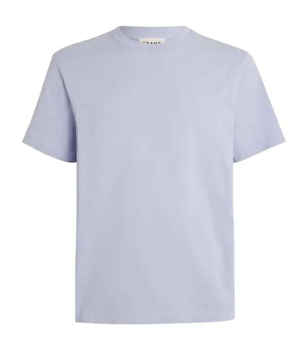 FRAME Cotton Embroidered Logo T-shirt - Blue