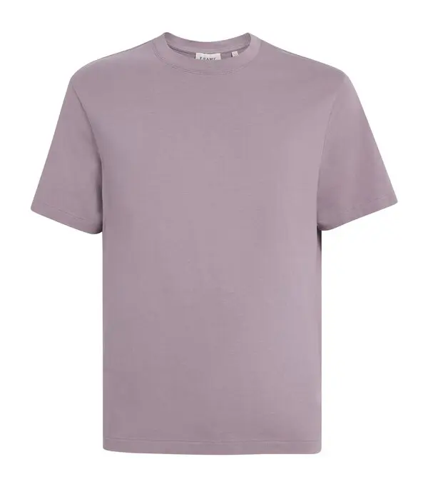 FRAME Cotton Embroidered Logo T-shirt - Purple