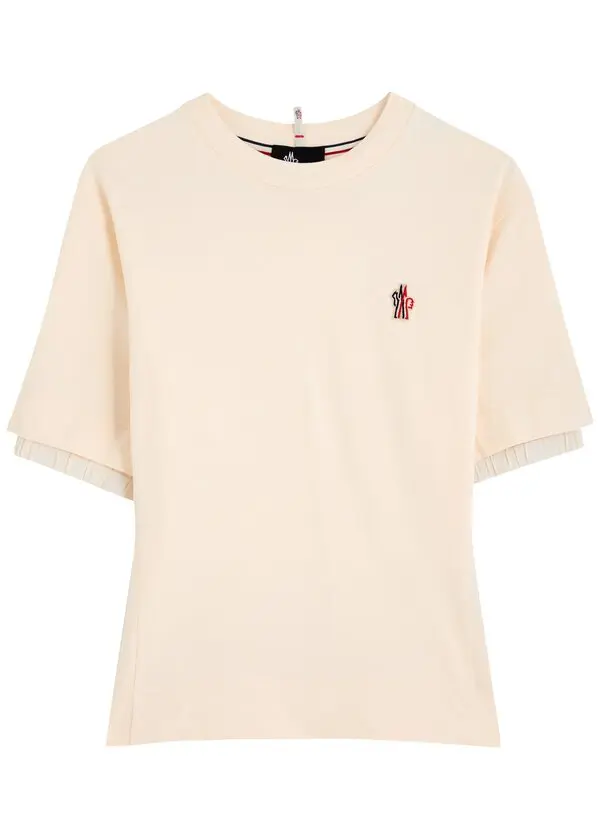 Moncler Logo Appliquéd Stretch-cotton T-shirt - Ivory