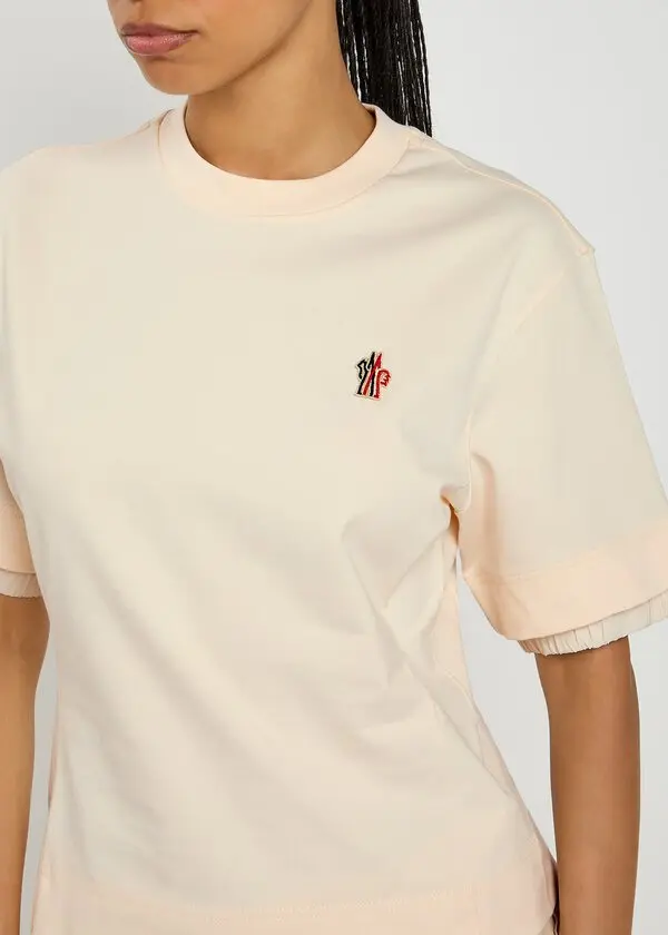 Moncler Logo Appliquéd Stretch-cotton T-shirt - Ivory
