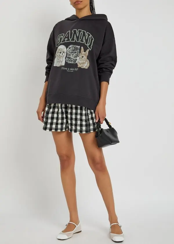 GANNI Printed Hooded Cotton Sweatshirt