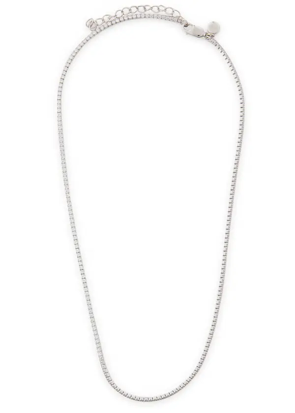 ASTRID & MIYU Tennis Crystal-embellished Sterling Necklace - Silver