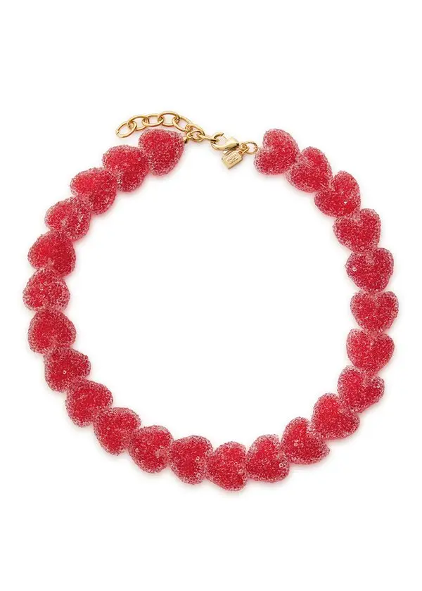 CRYSTAL HAZE Jelly Heart 18kt Gold-plated Necklace - Red