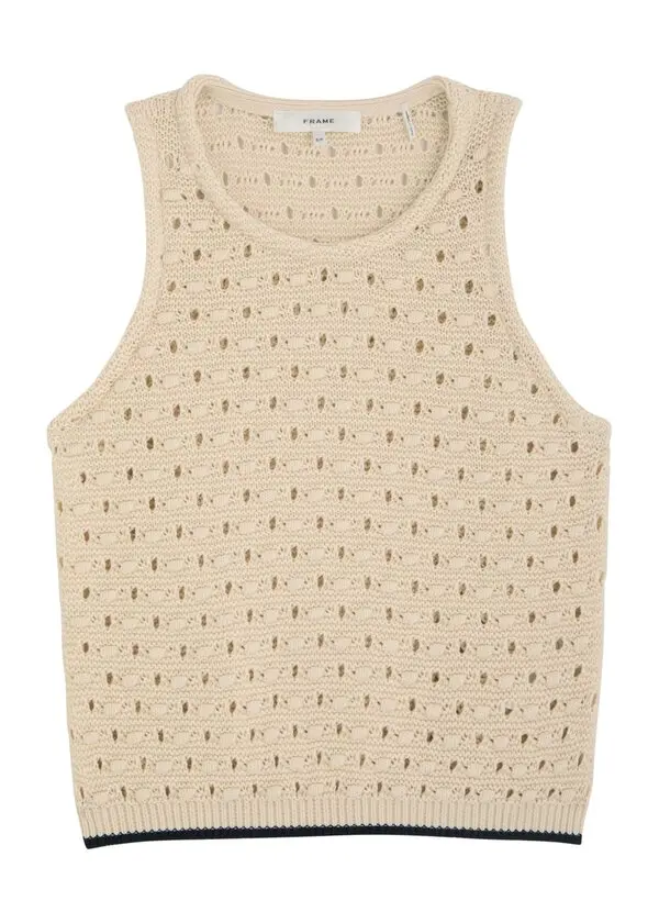 FRAME The Bauble Open-knit Tank - Cream