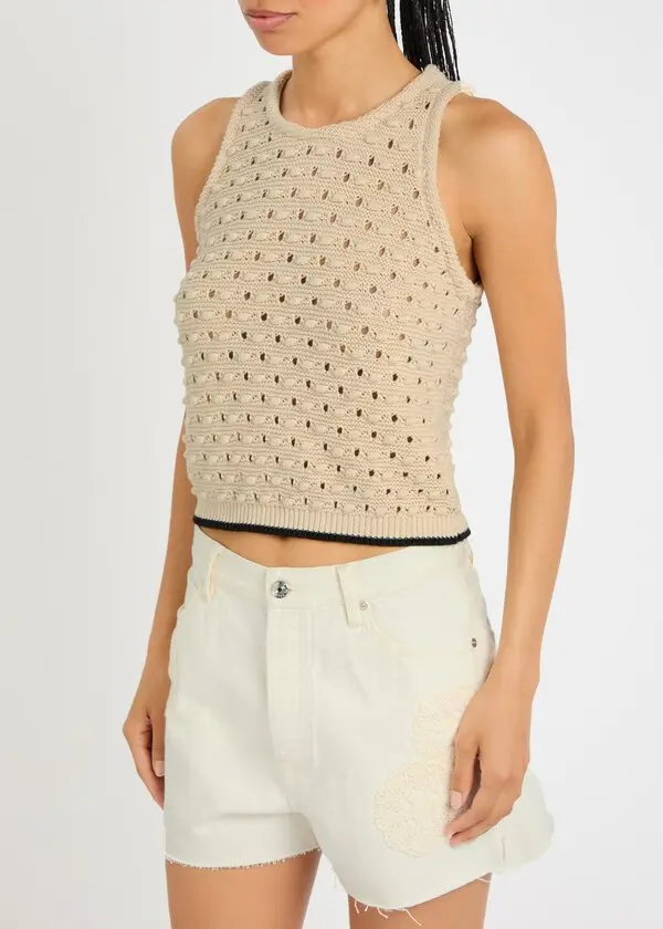 FRAME The Bauble Open-knit Tank - Cream