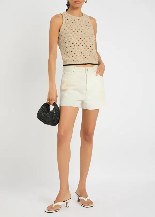 FRAME The Bauble Open-knit Tank - Cream