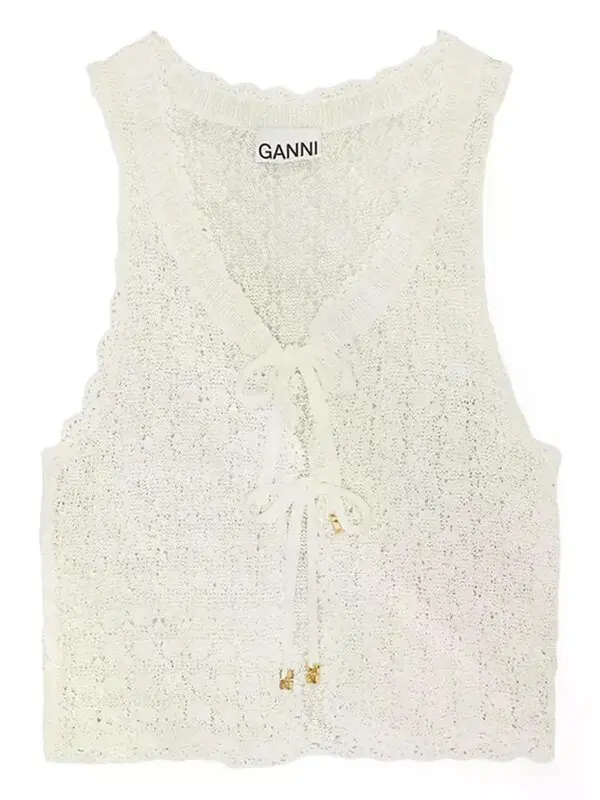 GANNI Pointelle-knit Vest