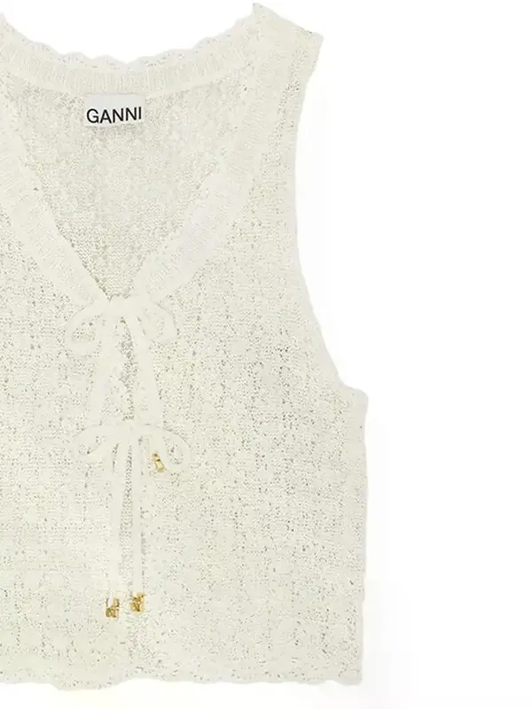 GANNI Pointelle-knit Vest