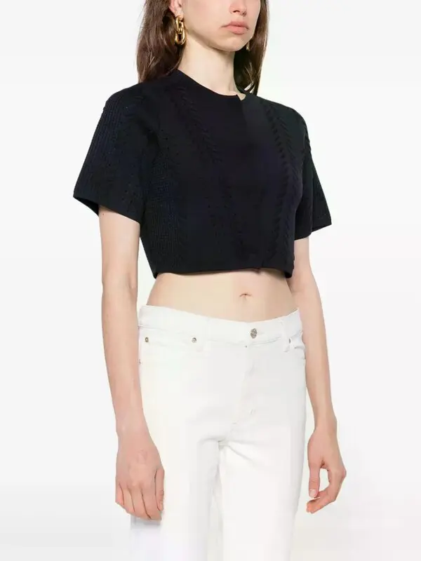 Maje Cropped Pointelle Knit Cardigan